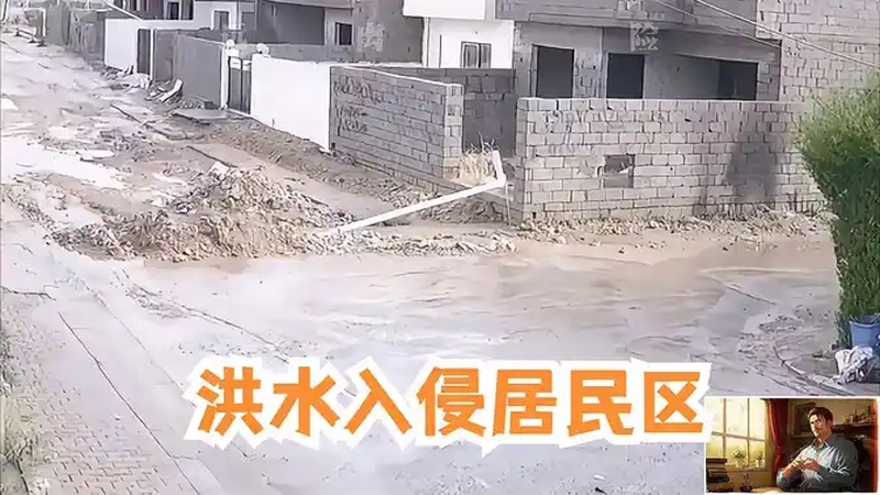 监控拍下洪水侵袭居民区惊悚一幕