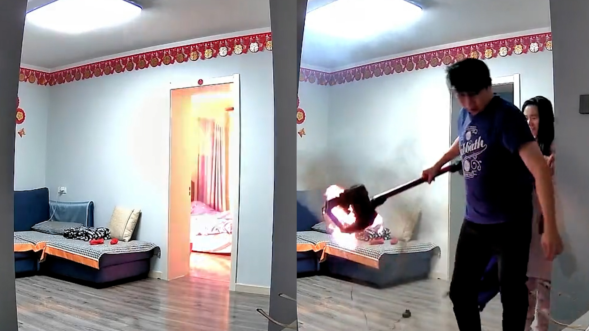 吸尘器充电时突然爆炸,丈夫处理方式超冷静,回看视频后怕不已