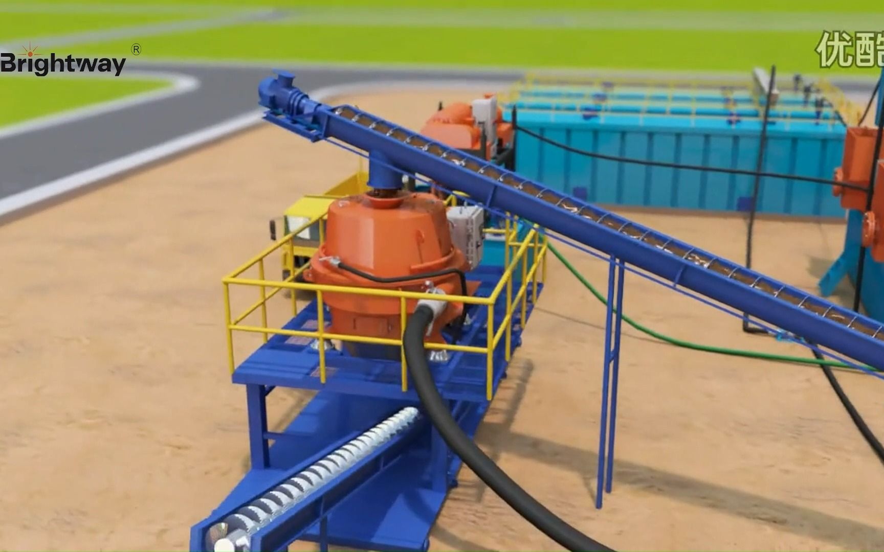 泥浆不落地技术处理动画:钻井泥浆振动筛,钻屑甩干机和钻井液离心机