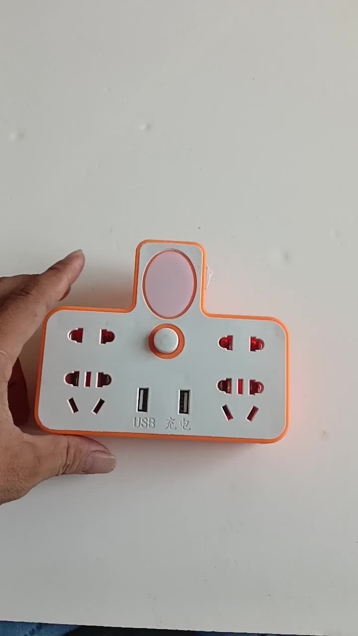 家用插座转换器一转多功能插头usb充电小夜灯插带开关#实用工具