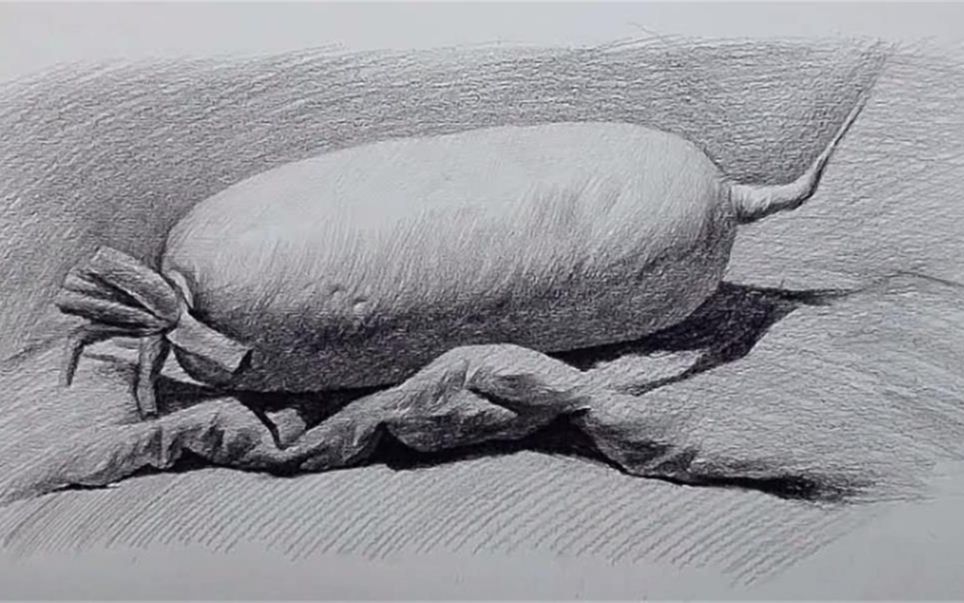 素描基础静物萝卜示范画,新手小白初学者必学课之一,想学画画的可以...