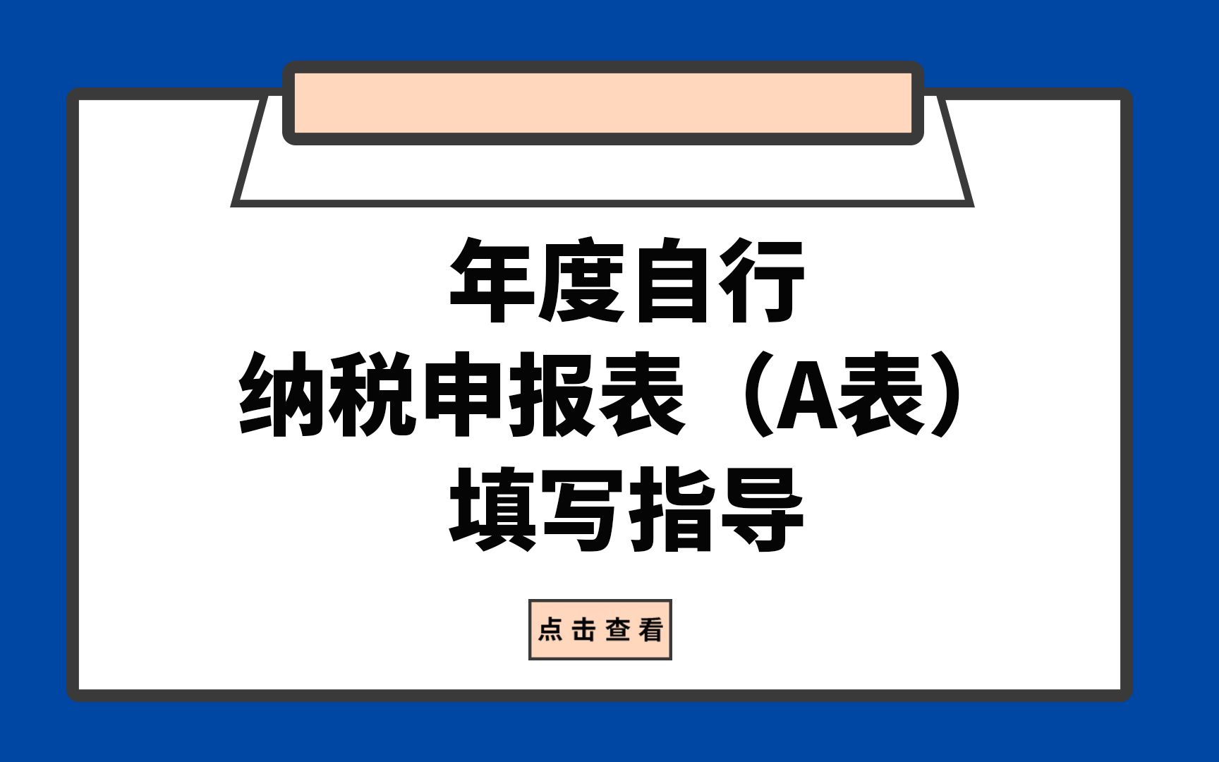 个人所得税年度自行纳税申报表(A表)填写指导