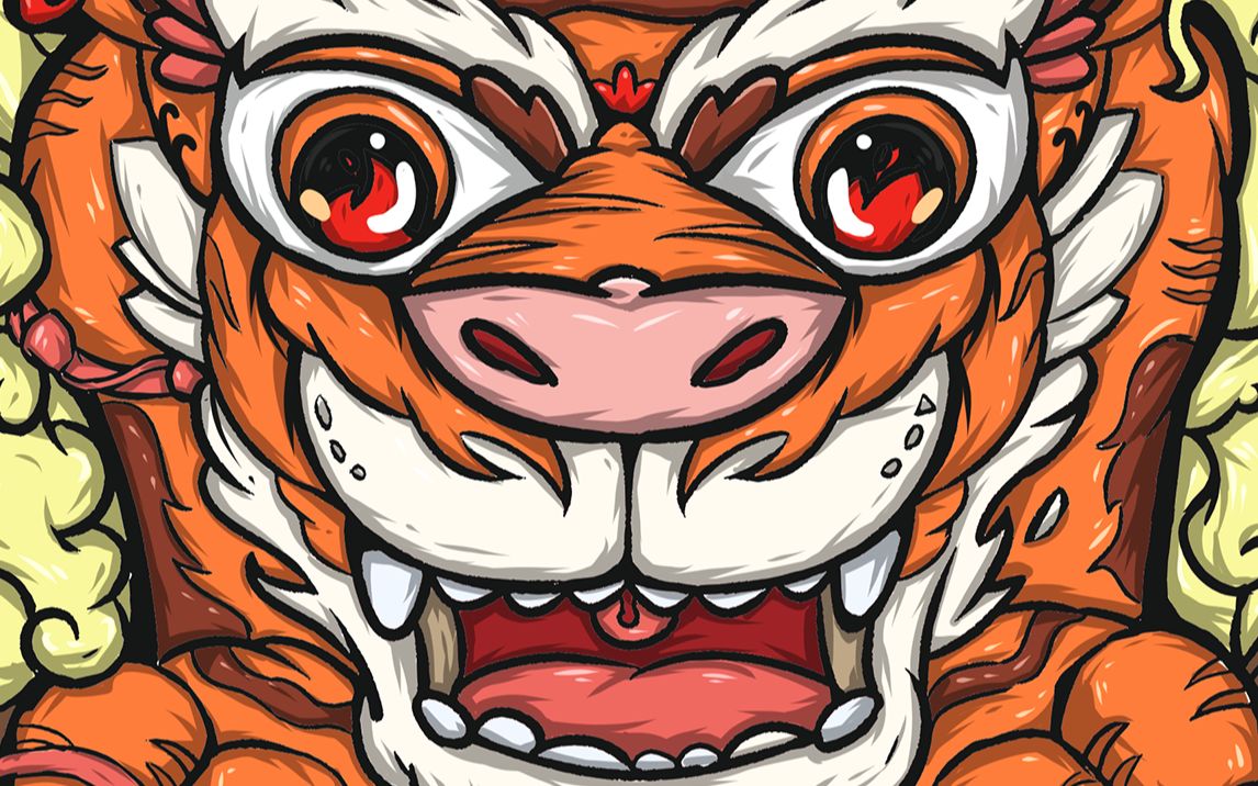 【国潮插画&全程】給妈妈画的大老虎 SAI2+PS