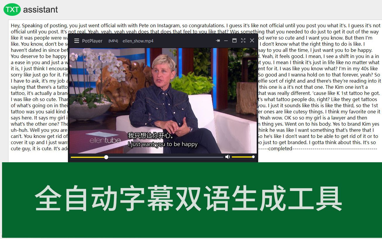 全自动影视字幕视频字幕双语多语言字幕制作工具