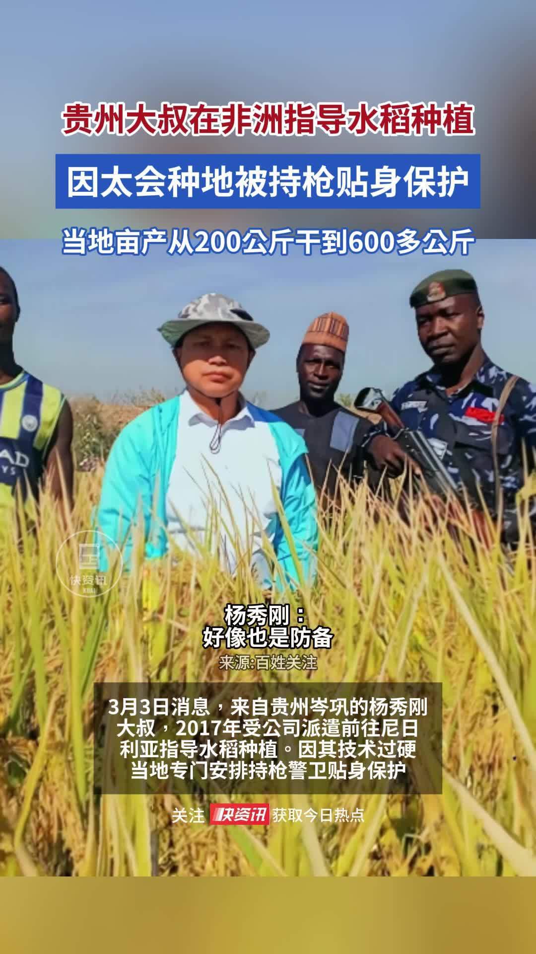 贵州大叔在非洲指导水稻种植,因太会种地被持枪贴身保护