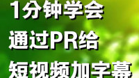 1分钟学会, 如何通过PR给视频加字幕