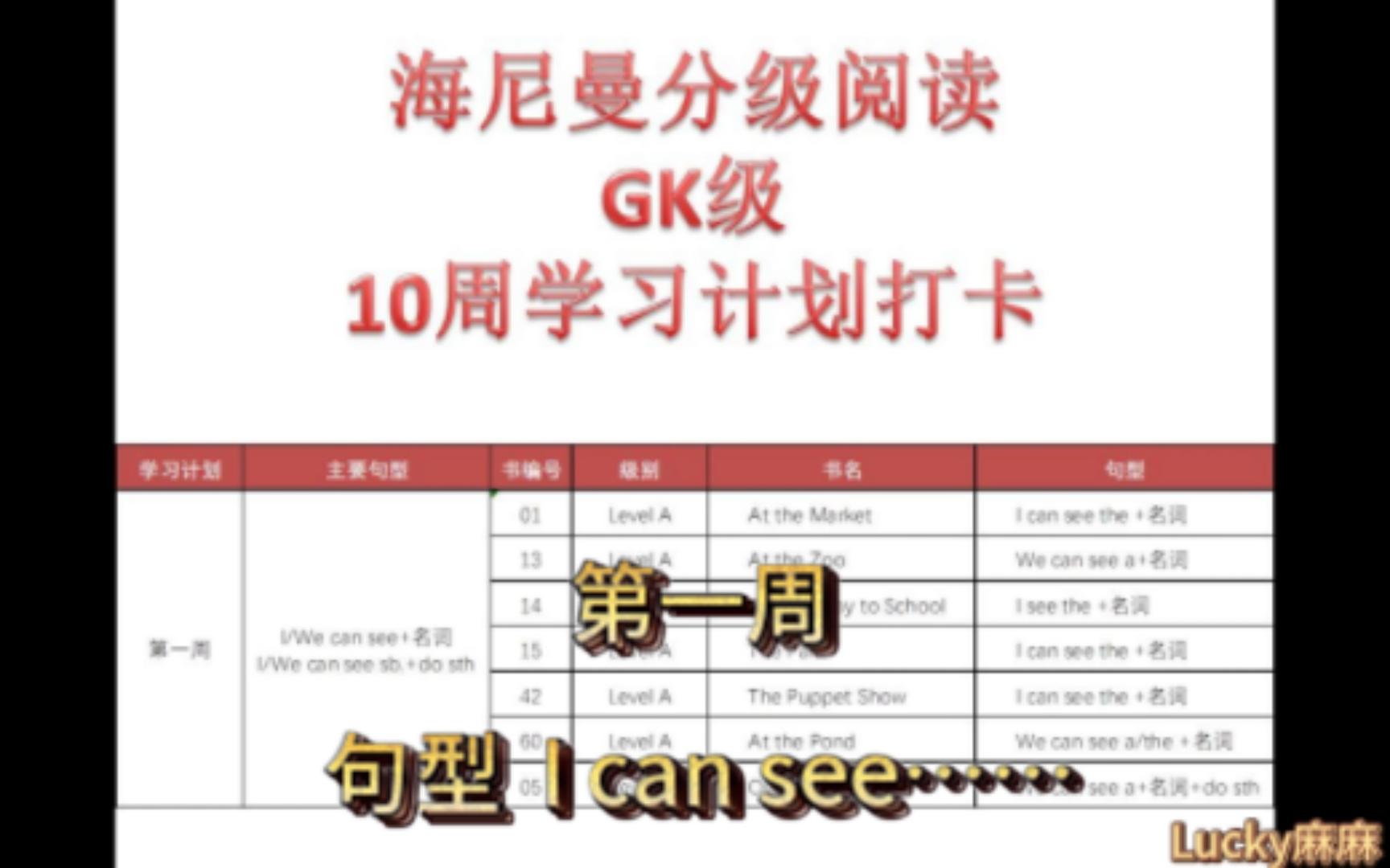 第一周【海尼曼分级阅读】10周学习打卡计划 |海尼曼GK级 |少儿英语...