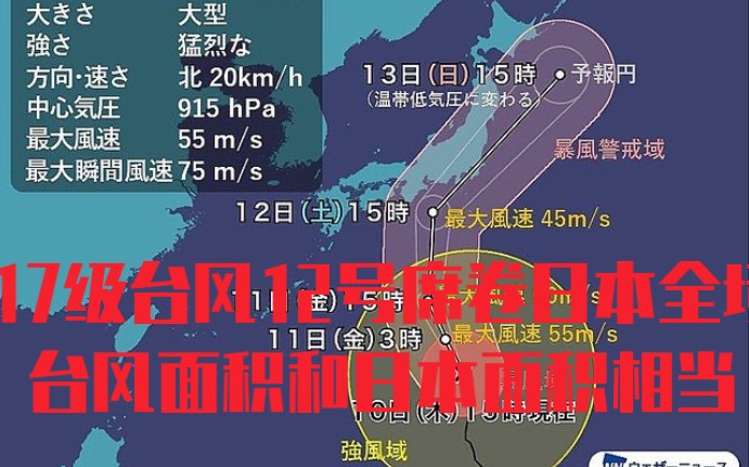 海贝思17级台风登陆日本,19年最强台风,风速达到65米/秒,破坏力惊人