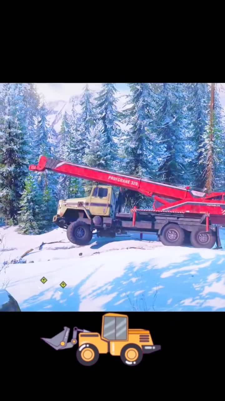 动漫:吊车在雪地里走 工程车动画片大全