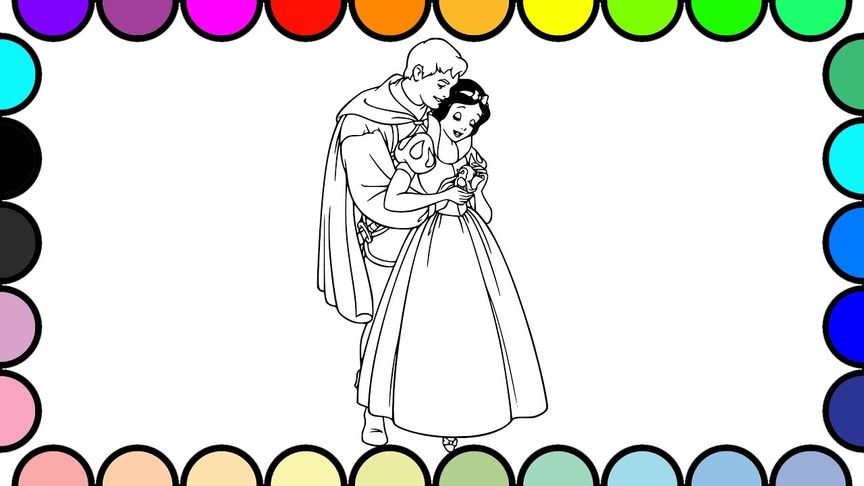 儿童简笔画,白雪公主和王子