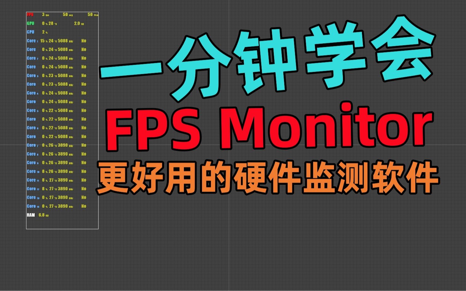 比微星小飞机更好用的硬件监测软件-FPS Monitor教程
