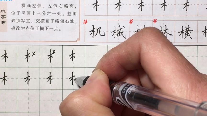 硬笔书法教程:木字旁硬笔书法技巧讲解,写字好看的技巧快来学