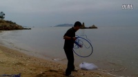 广东淡火大亚湾海边实测新型发明 新型手抛网 撒网 360 原地抛