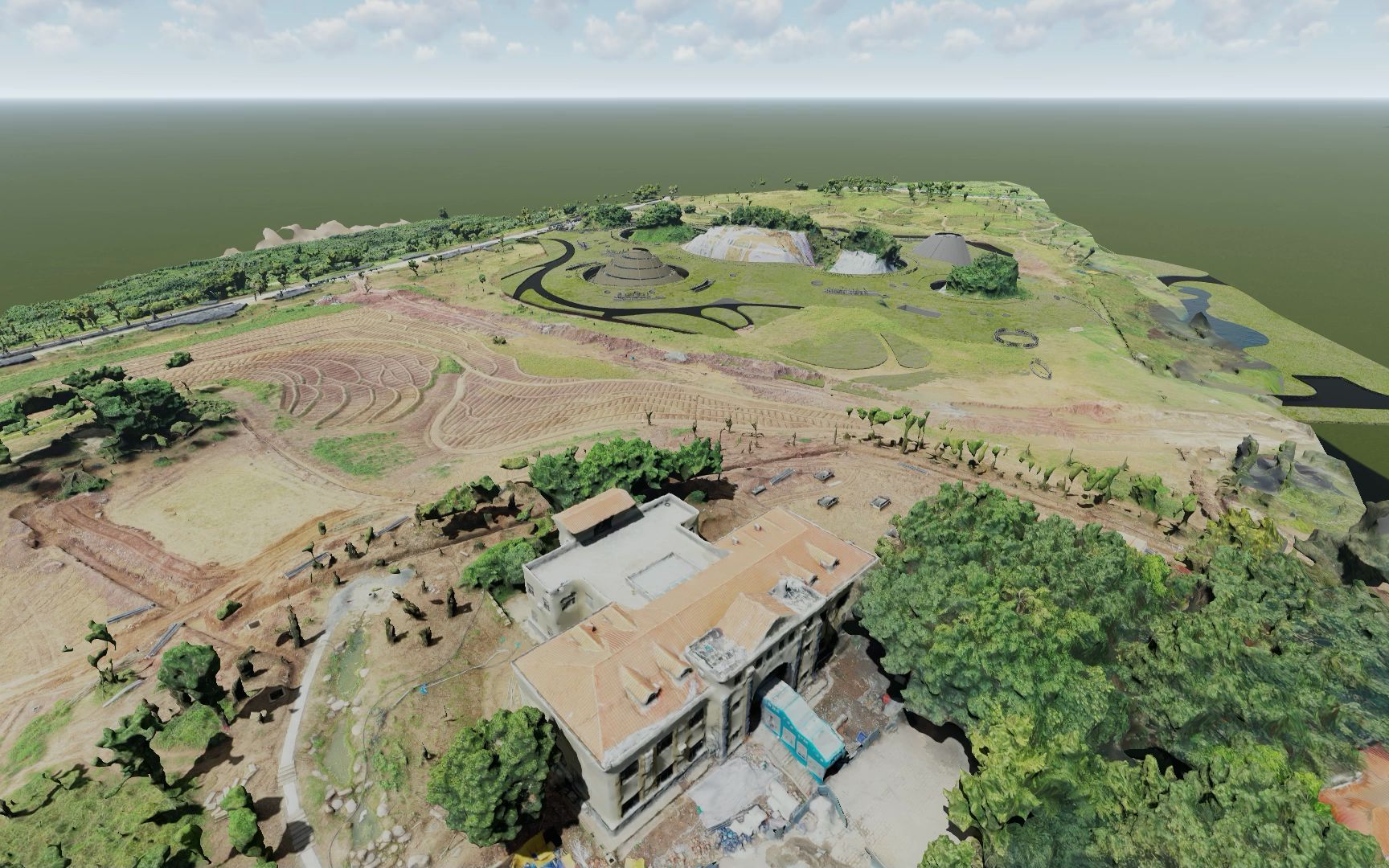 倾斜摄影模型+revit异形覆土建筑