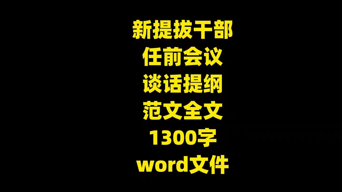 新提拔干部 任前会议 谈话提纲 范文全文,1300字,word文件