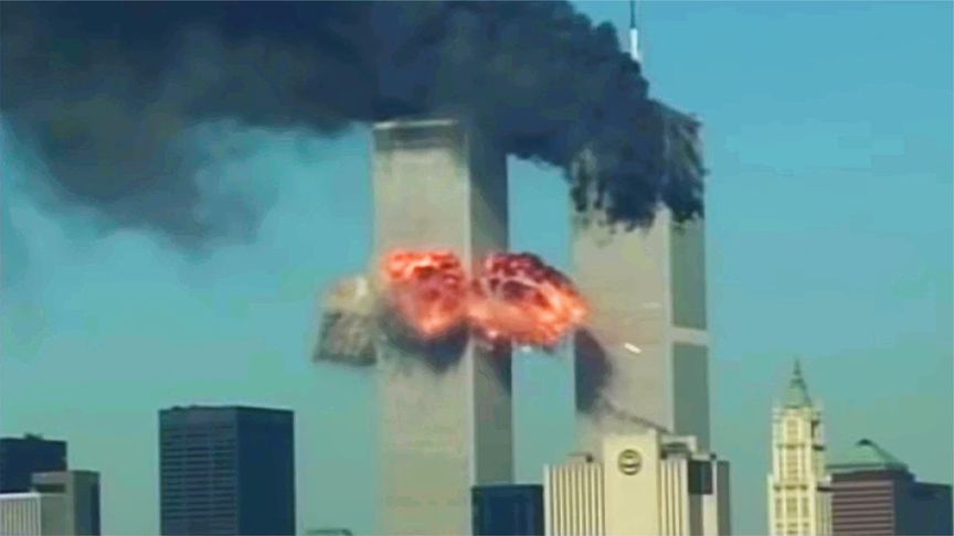 美国911事件罕见影像:飞机撞大楼过程,场面如同灾难大片