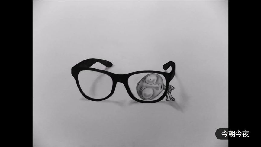 3D绘画在纸上画一副立体感强烈的眼镜