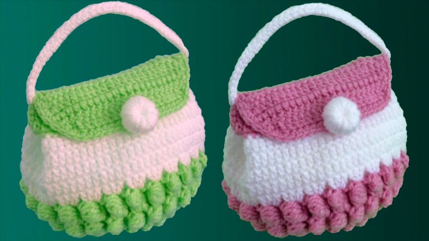 「钩针教程」钩针编织漂亮小包包的详细过程,给娃钩一个吧!