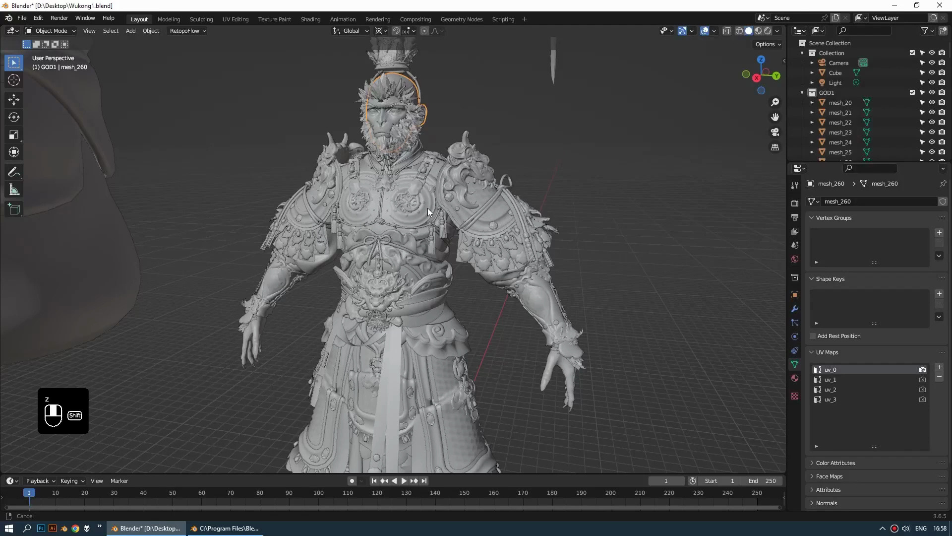 使用 Ninja Ripper 2.5 从黑神话悟空里提取模型到 blender 里