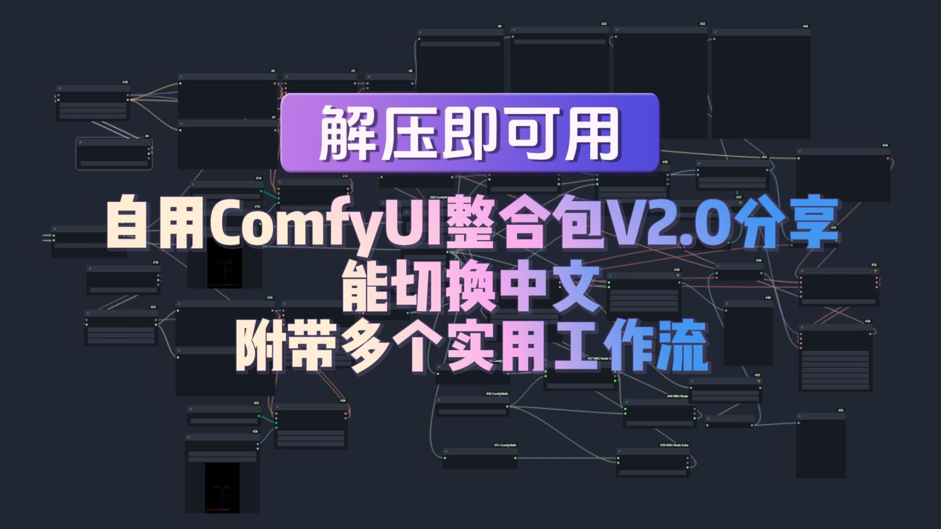 ...UI整合包v2.0分享及演示,解压即可用,能切换中文,附带多个实用工作流...