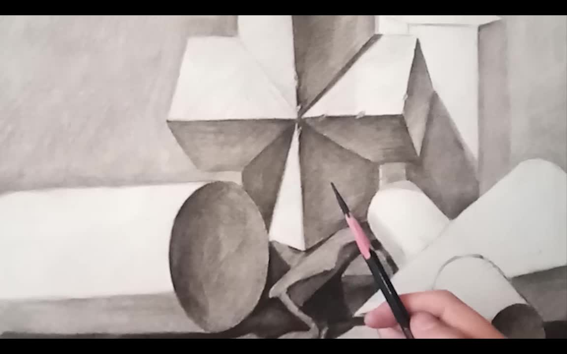 艺蕾艺术学校微课堂-素描组合几何体三塑造