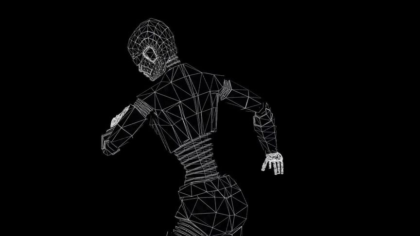 商用高分辨率全息led屏幕。高科技,全息成像。 3D动画制作。