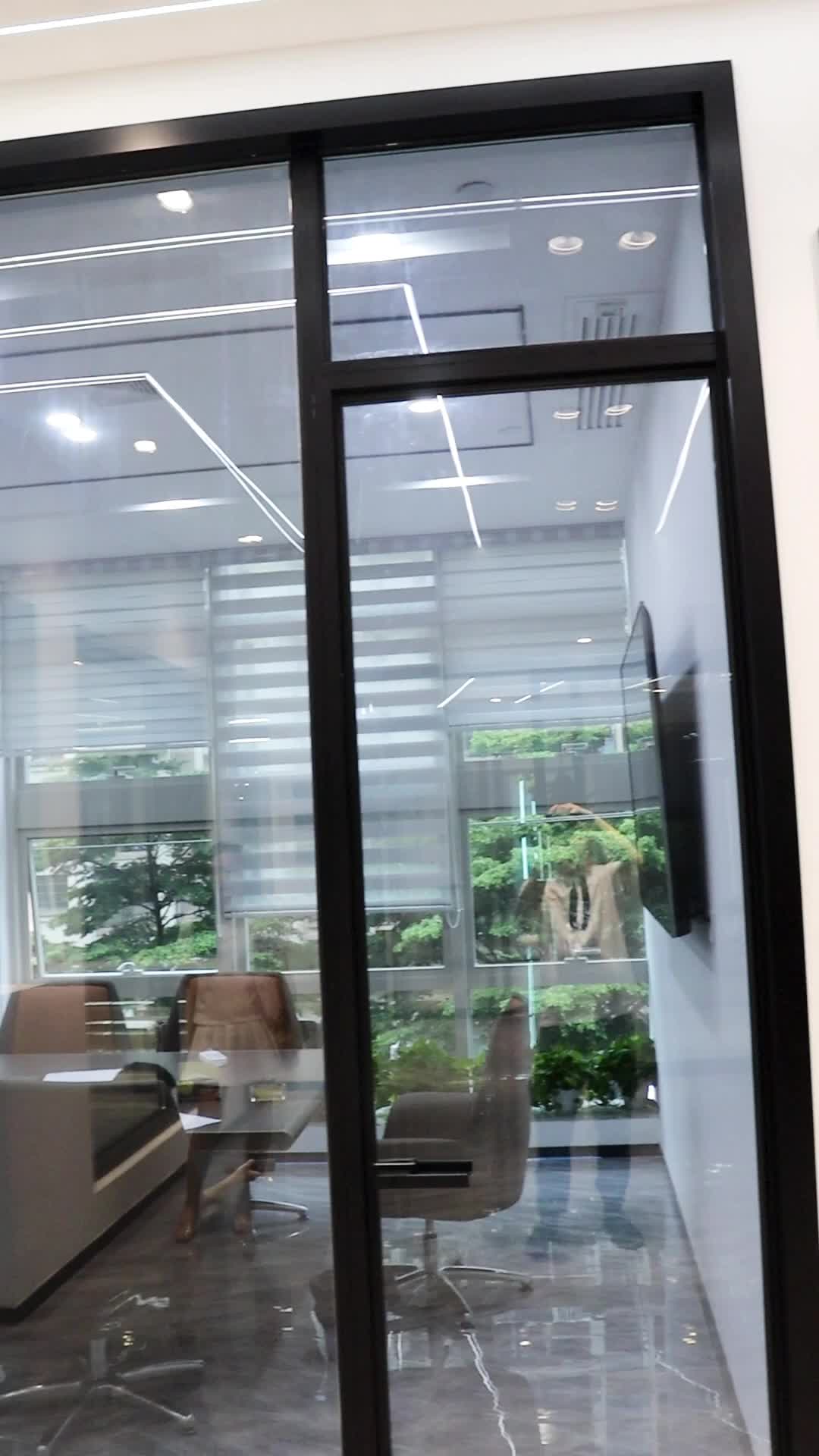 ...极窄推拉门厂家为您展示办公室隔断门的安装效果,做工精细,多种玻璃...