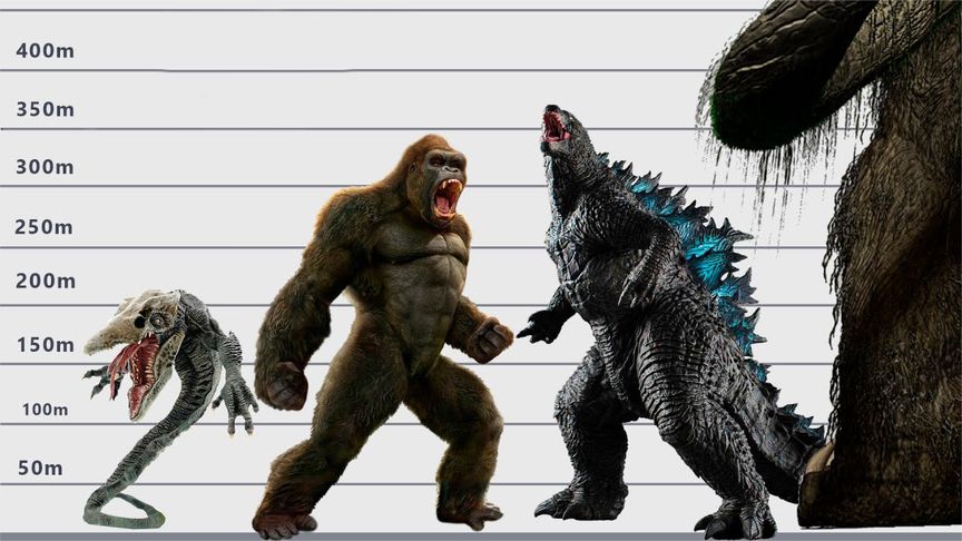 哥斯拉宇宙怪物身高对比,金刚就是个弟弟,哥斯拉竟是最强?