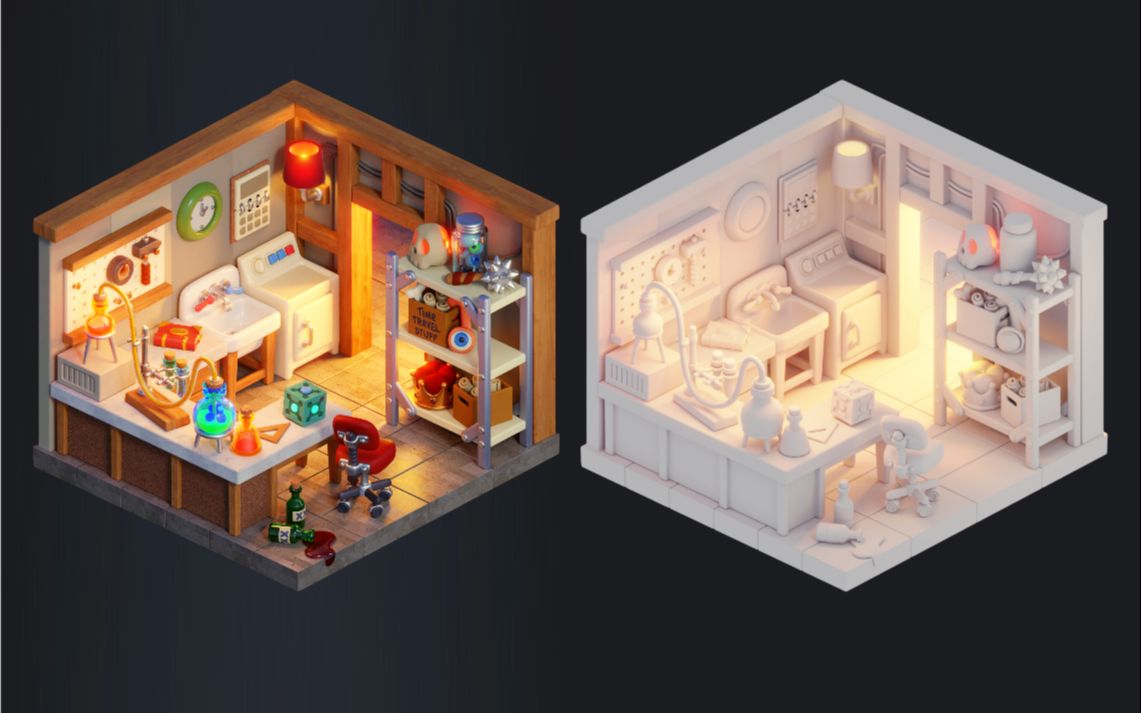 【3Dmax建模】简单卡通场景建模,3小时零基础建模案例讲解,学完直接...