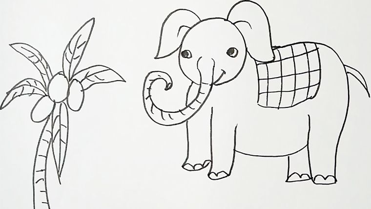 儿童简笔画,亲子画,教孩子画大象