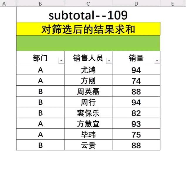 Excel技巧对筛选结果求和