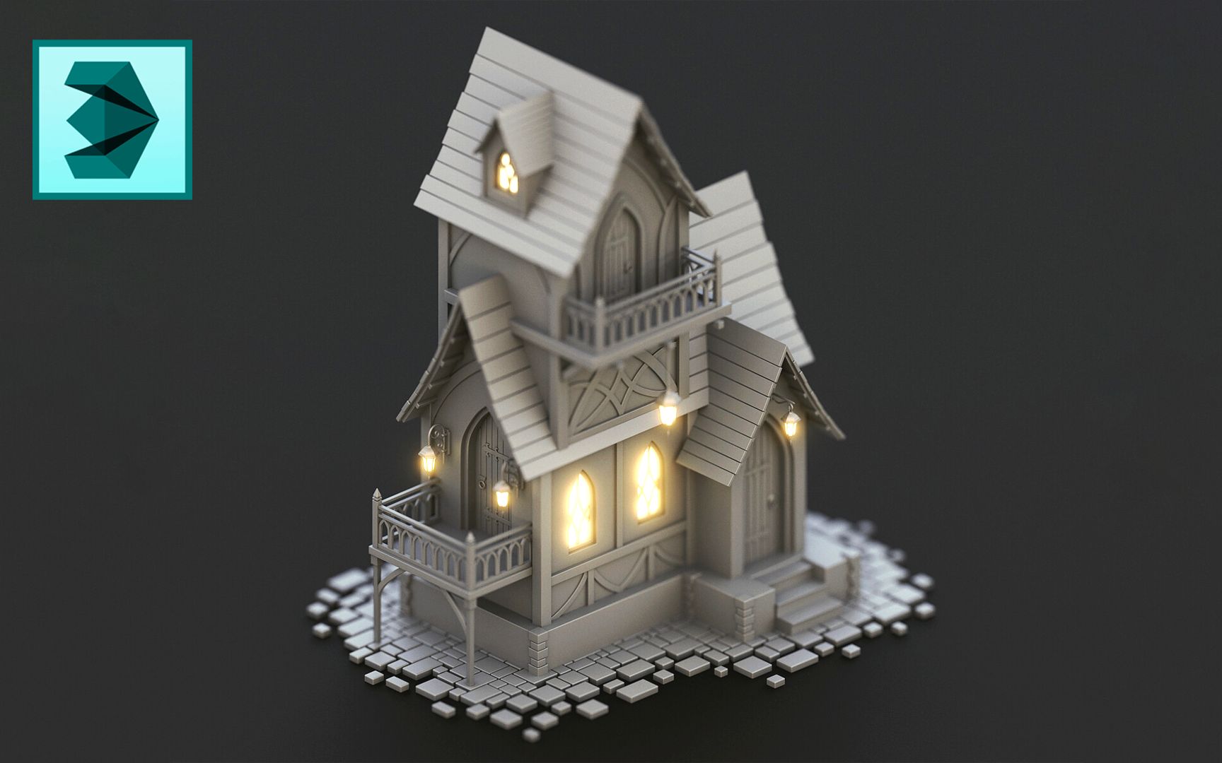 【3d场景建模】白模小房子制作教学