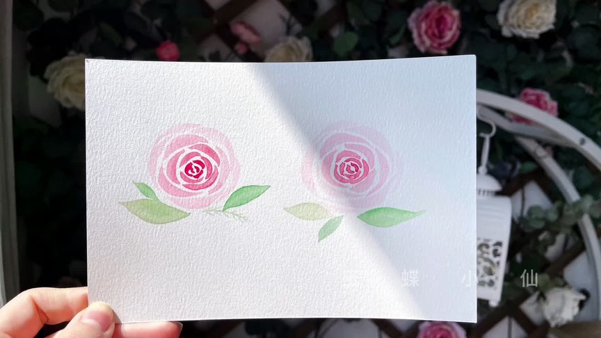 一学就会的玫瑰花,简单治愈系水彩画,画朵玫瑰送给她#手绘