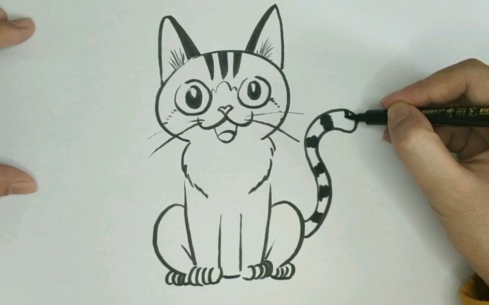 简笔画猫科动物3教你画小猫咪。简单美,轻松学。