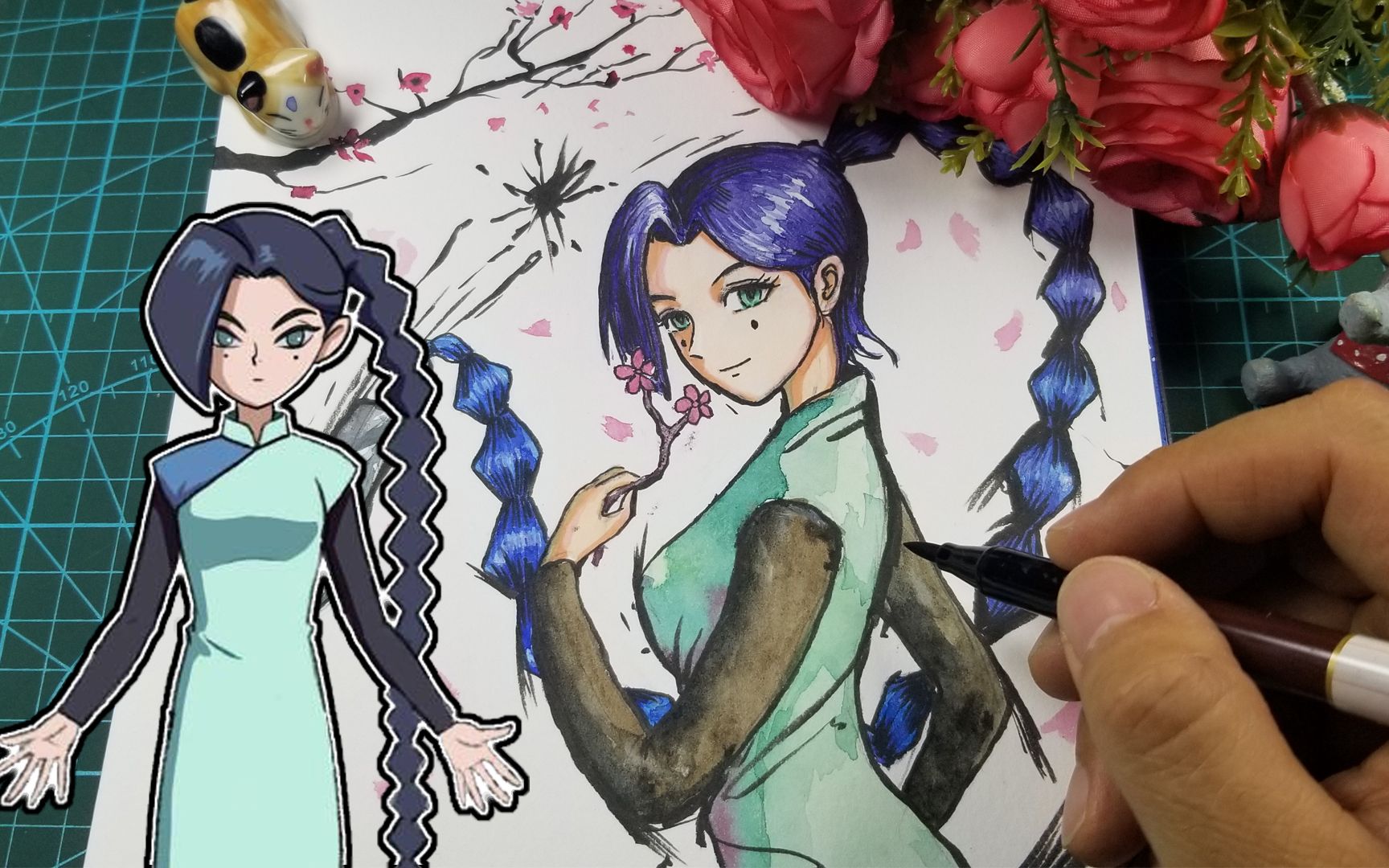 如何让刺客伍六七中的梅花十三更漂亮?作者用水彩和水墨画给你看