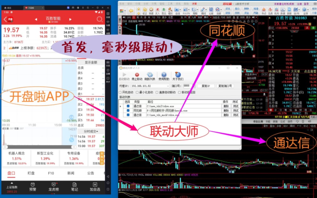 首发,开盘啦APP联动看盘软件,期待已久的功能终于实现了!