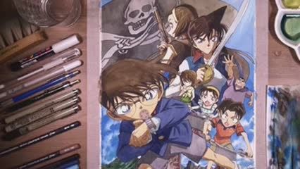 2分钟水彩画名探偵柯南教程,让你重温经典动漫!