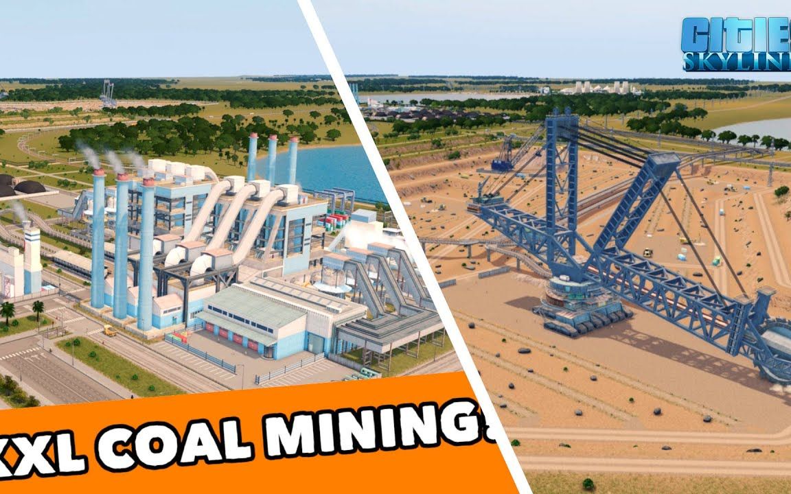 【原版城】矿坑与火力发电厂 #都市天际线 XXL open mining pit & ...