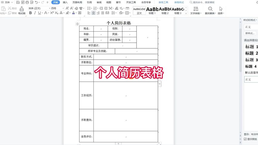 个人简历表格