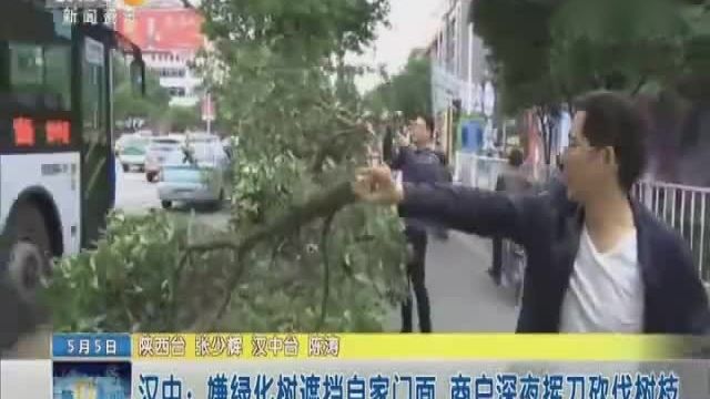 嫌绿化树遮挡自家门面 汉中商户深夜挥刀砍伐树枝