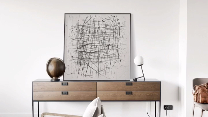 现代简约黑白线条装饰画玄关挂画《线描》线条是基本的造型手段它是...