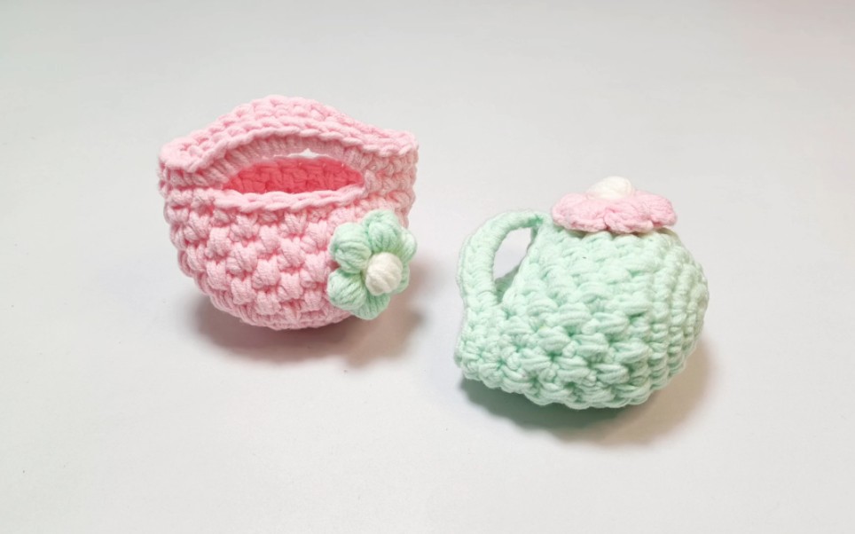 迷你小包包挂件钩针编织教程,蓝牙耳机包手工钩针毛线编织教程,泡芙...