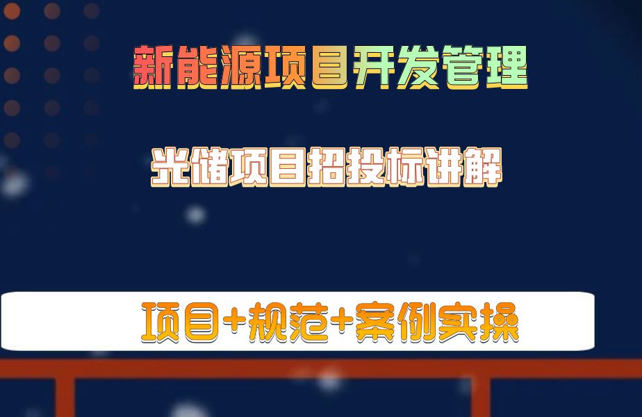 光储项目招投标讲解-新能源开发管理-光伏储能项目开发管理