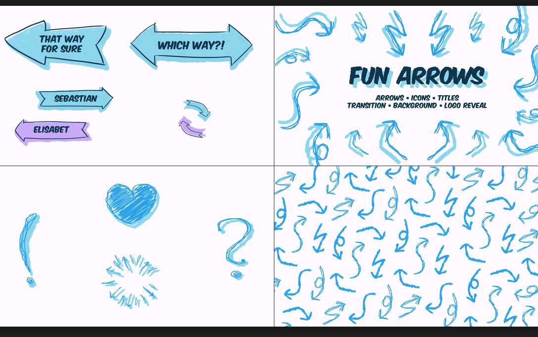 AE模板-手绘箭头指示文字 指示标题 流程图