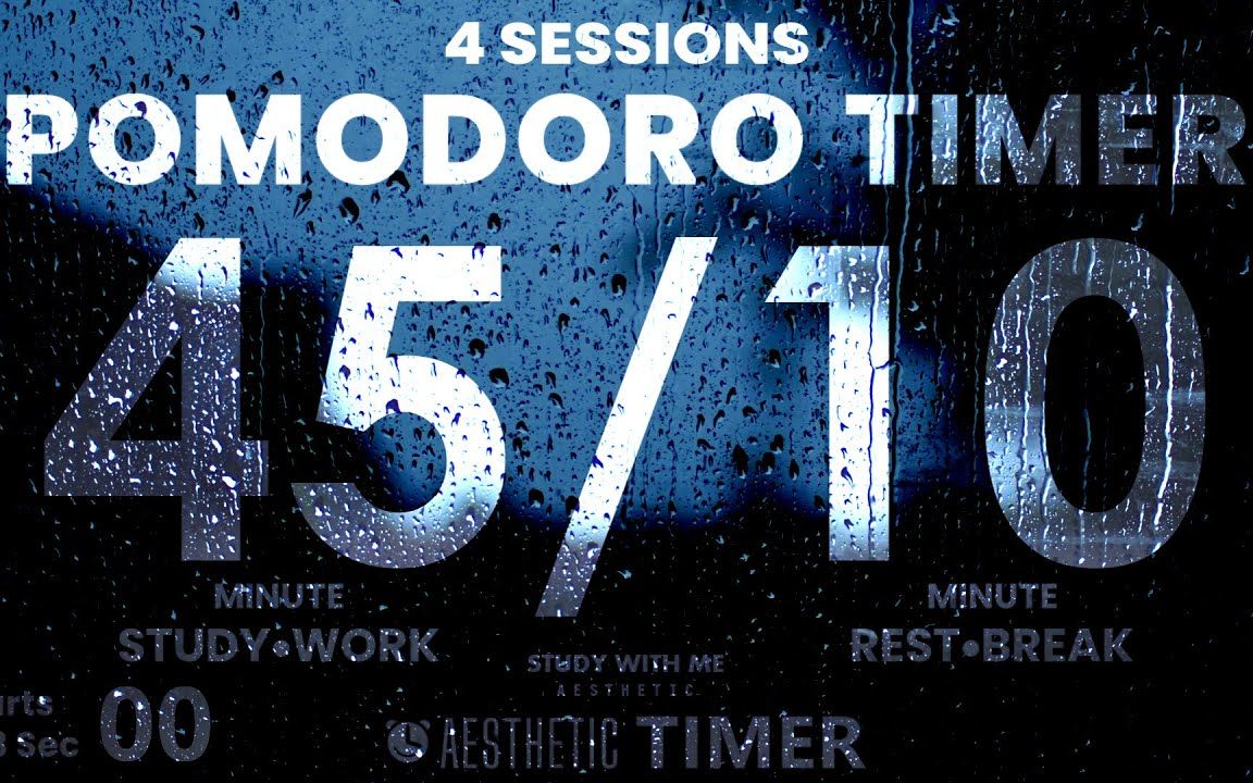 45/10 - 番茄钟(学习工作法) - 45 分钟计时器,休息 10 分钟 - 雷雨声