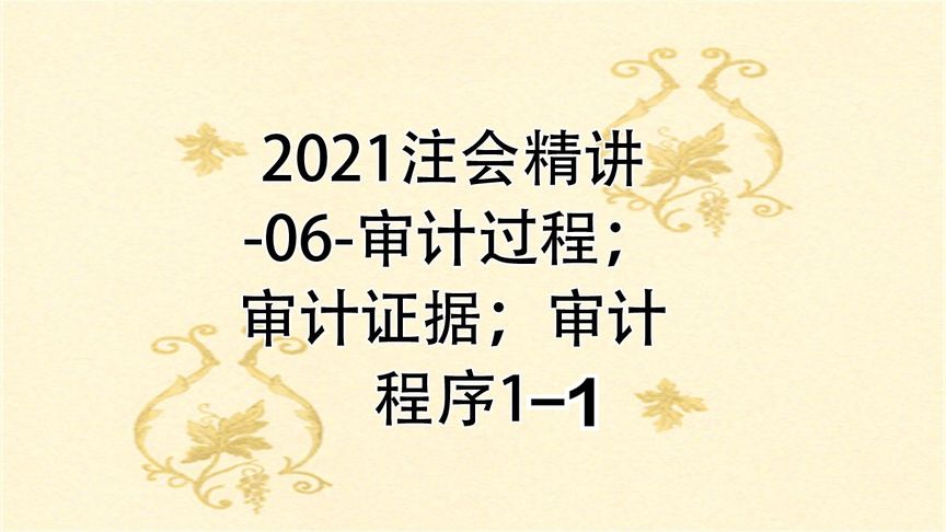 2021注会精讲-06-审计过程;审计证据;审计程序1-1