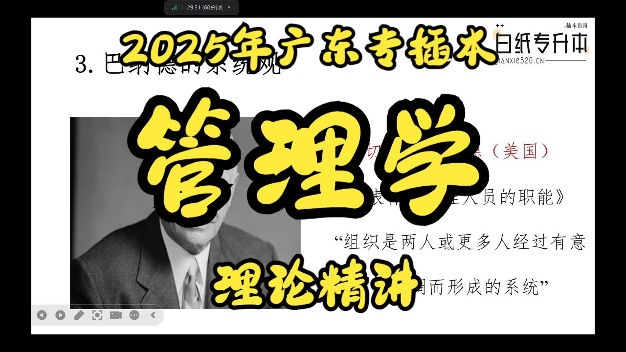 2025年广东普通专升本专插本管理学网课课程精讲管理理论的形成与...