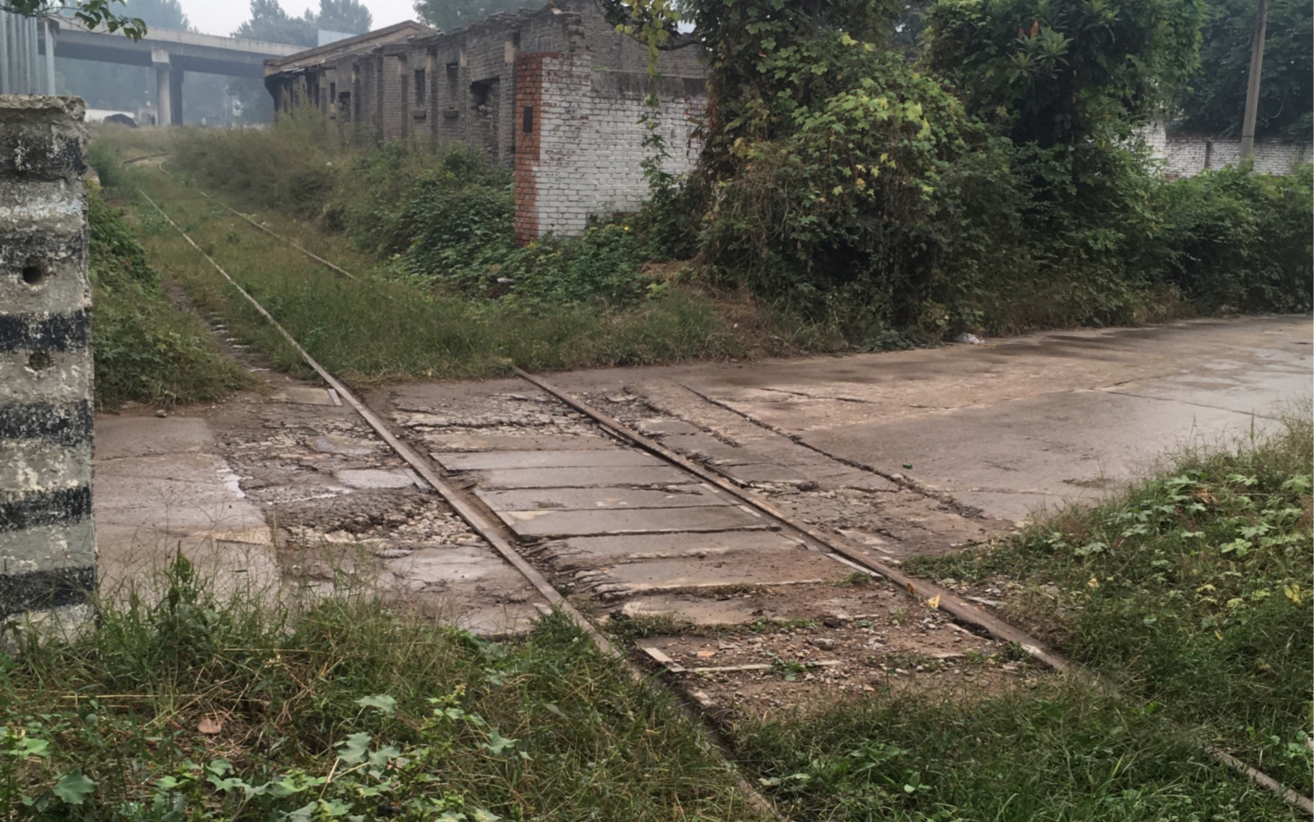 这么破的铁路道口也能过火车? 平顶山轨枕厂专用线