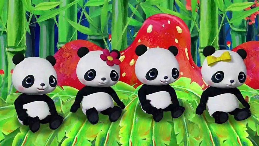 英语启蒙儿歌 five little pandas 五只小熊猫