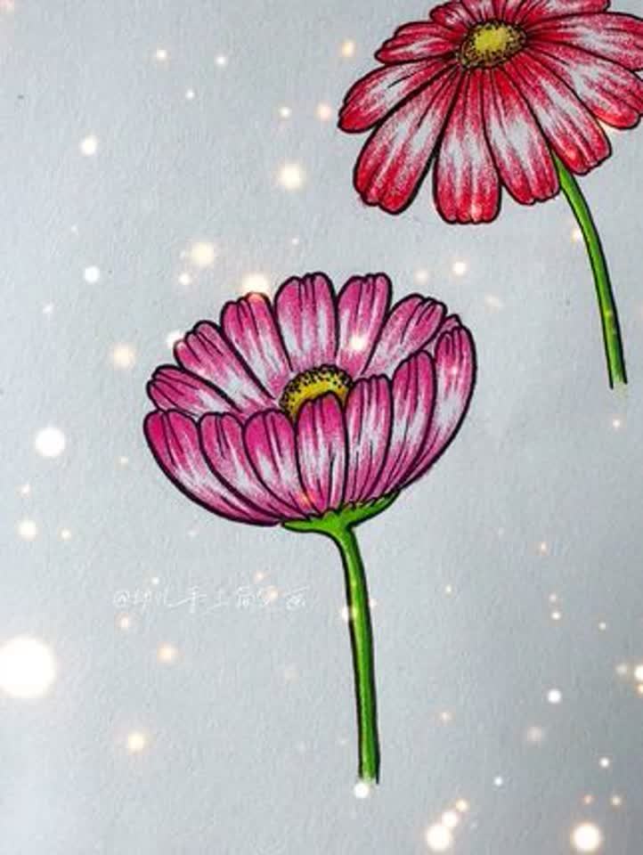 .教你另一种角度花朵的画法 #儿童画 #简易花草画法 #简笔画 #春天的.